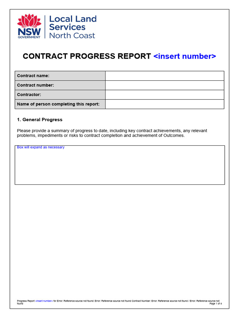 Contract Progress Report Template | PDF | Occupational Safety And ...