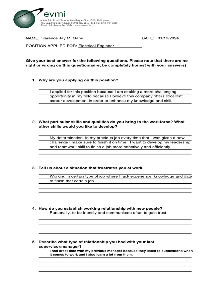 Questionnaire | PDF | Cognitive Science | Cognition