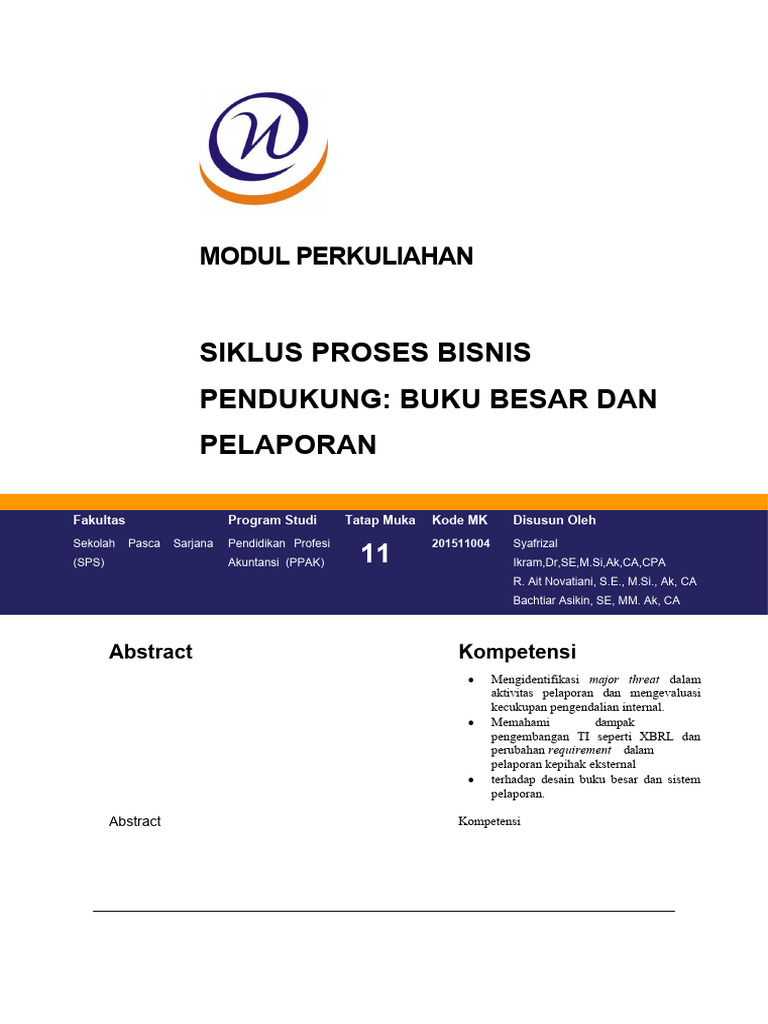 Modul 11 - Siklus Proses Bisnis Pendukung Buku Besar Dan Pelaporan | PDF | Pengelolaan Keuangan ...