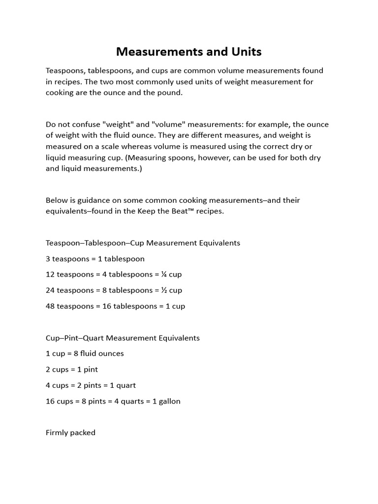 Measurements and Units | PDF