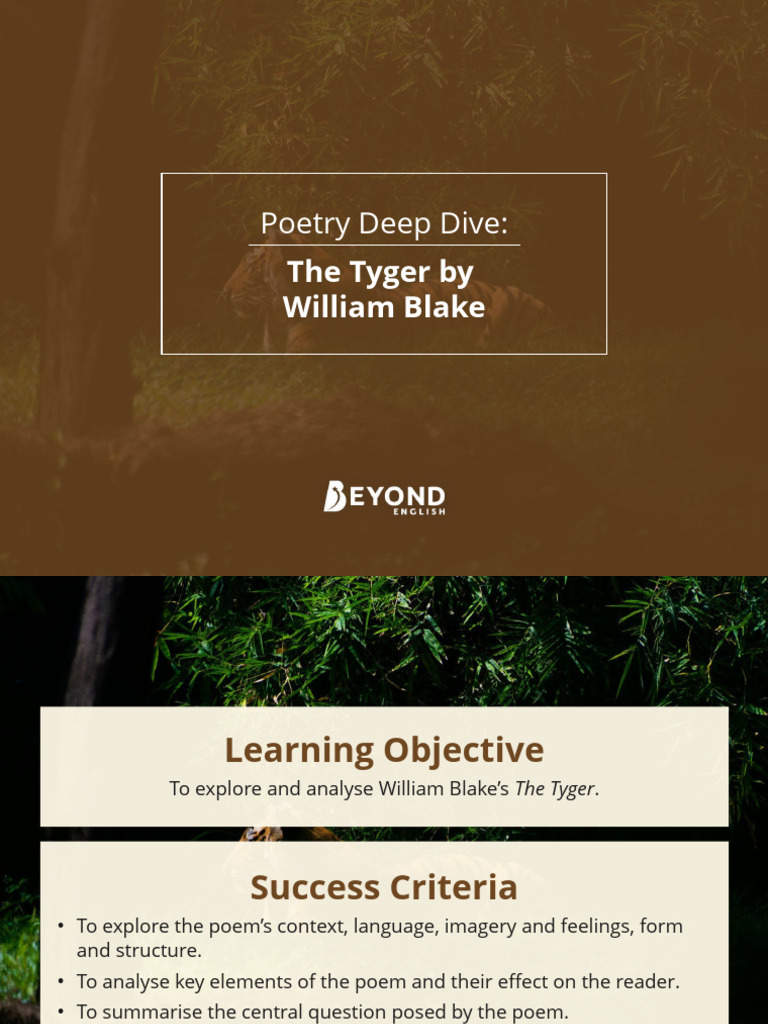 Poetry Deep Dive PowerPoint - The Tyger by William Blake | PDF | Poetry