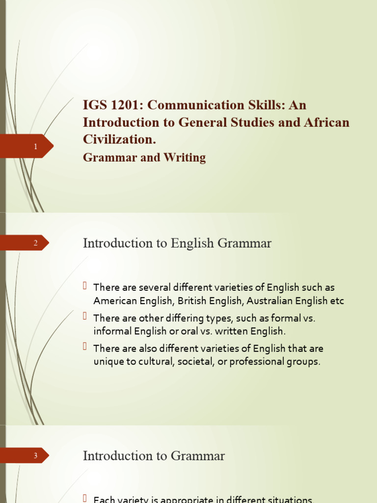 IGS 1201 Grammar Intro | PDF | English Language | Grammar