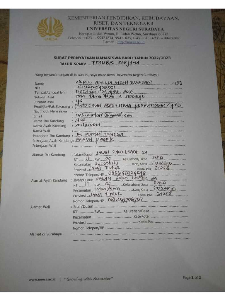 SURAT PERNYATAAN MABA 2022 - 11zon | PDF