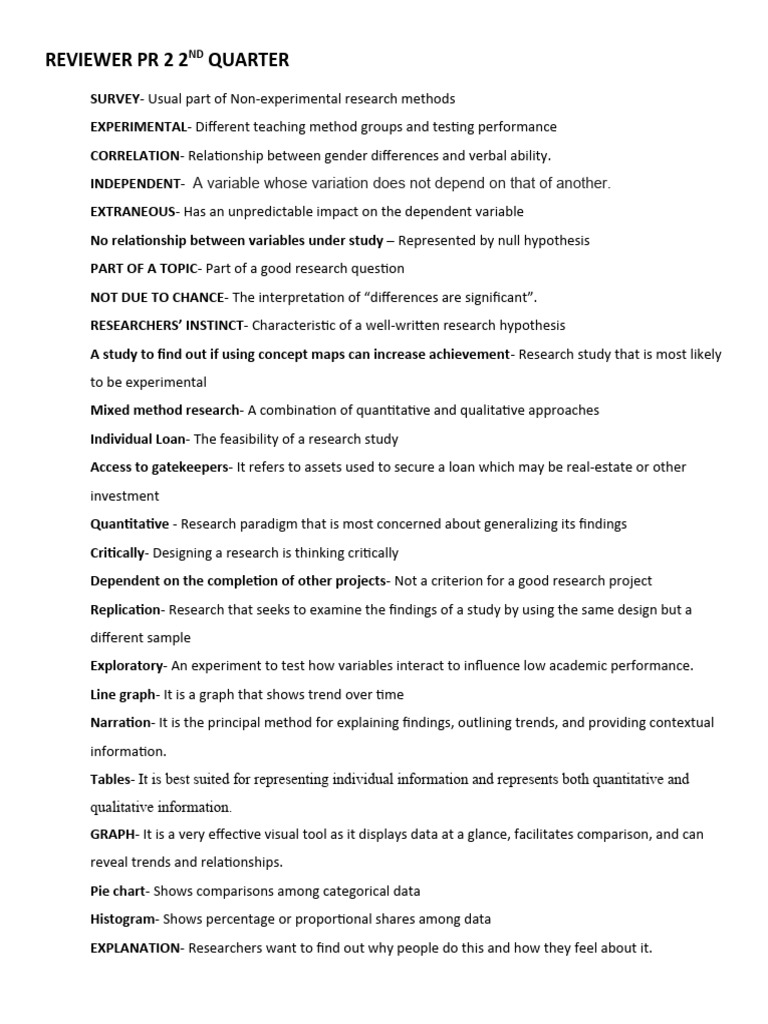PR2 Grade 12 2nd Quarter Reviewer | PDF | Quantitative Research ...
