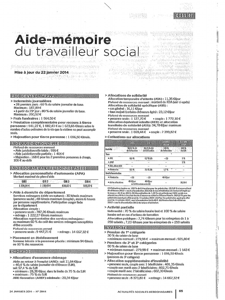 Aide Memoire Du Travailleur Social ASH 2844 | PDF