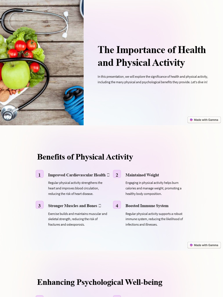Benefits of Health & Physical Activity | PDF | Psychology | Public Health