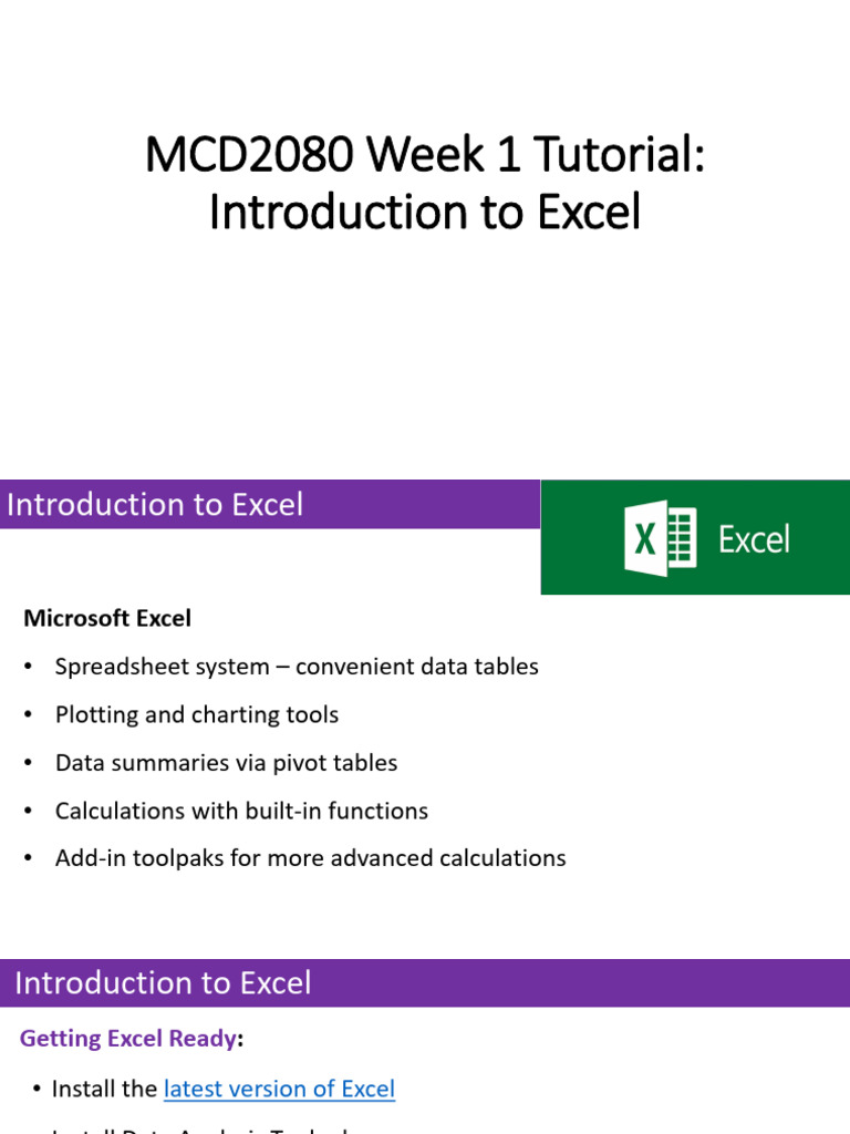 Tutorial (Week 1) | PDF | Microsoft Excel | Computing Tutorial (Week 1) | PDF | Microsoft Excel | Computing