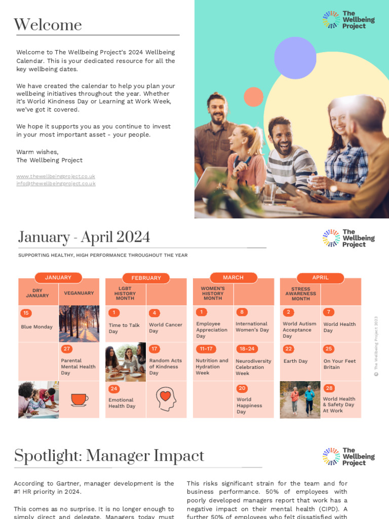 2024 Wellbeing Calendar | PDF | Cost Of Living | Psychological Resilience