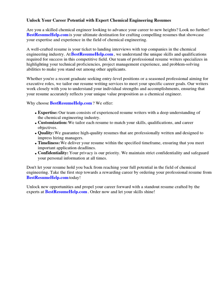 Chemical Engineering Internship Cover Letter Examples | PDF