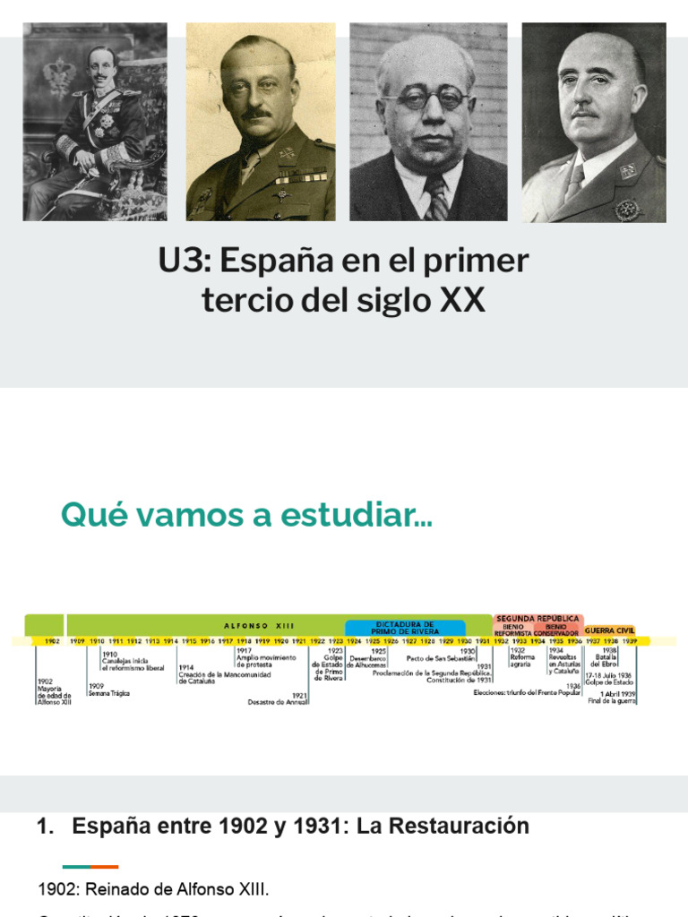 España Primer Tercio Siglo XX | PDF | guerra civil Española | Francisco ...