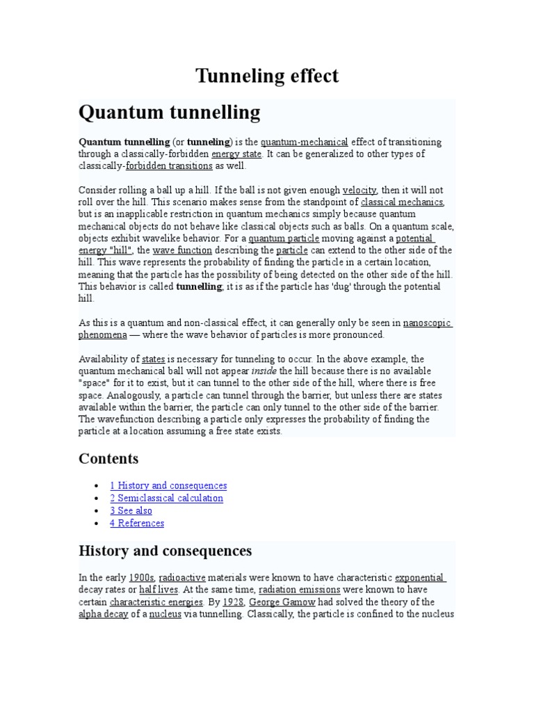 Tunneling Effect | PDF | Quantum Tunnelling | Quantum Mechanics