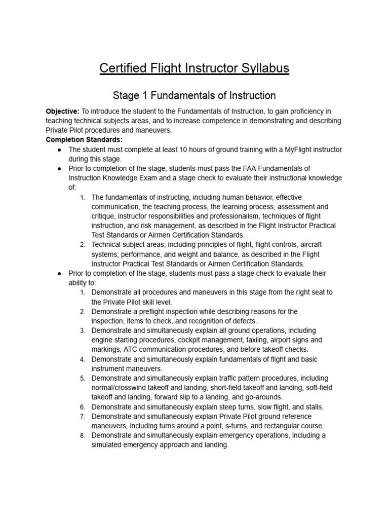 Certified Flight Instructor Syllabus | PDF Certified Flight Instructor Syllabus | PDF
