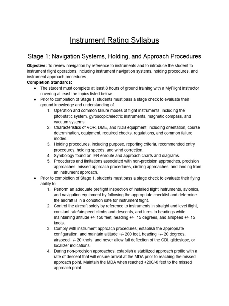 Instrument Rating Syllabus | PDF | Instrument Flight Rules | Air ...