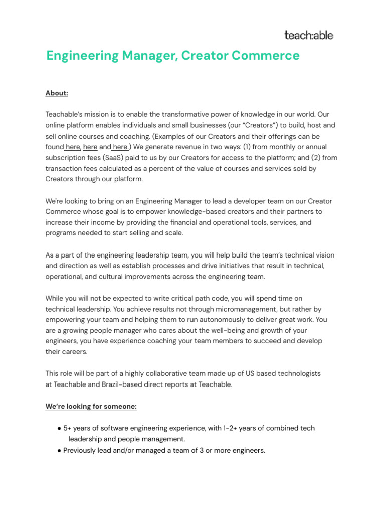 (JD) Engineering Manager - Creator Commerce ?? | PDF