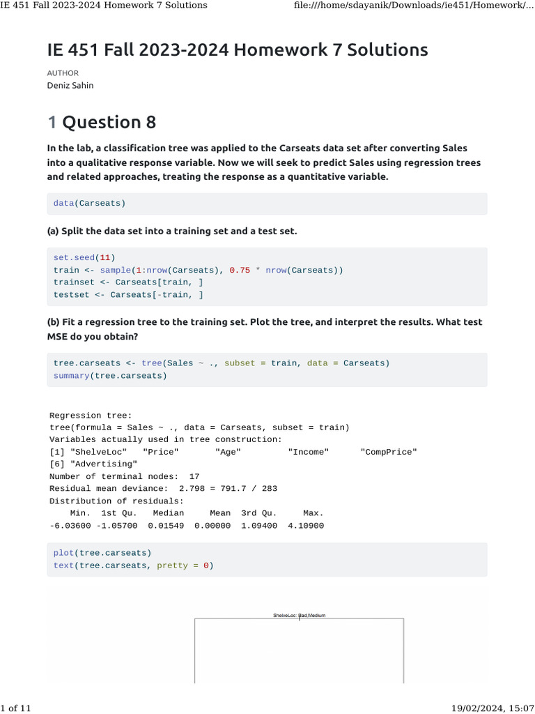 IE 451 Fall 2023-2024 Homework 7 Solutions | PDF | Statistical Theory | Quantitative Research