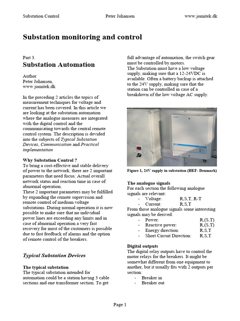 Substation Automation and Control Systems | PDF | Electrical Substation ...