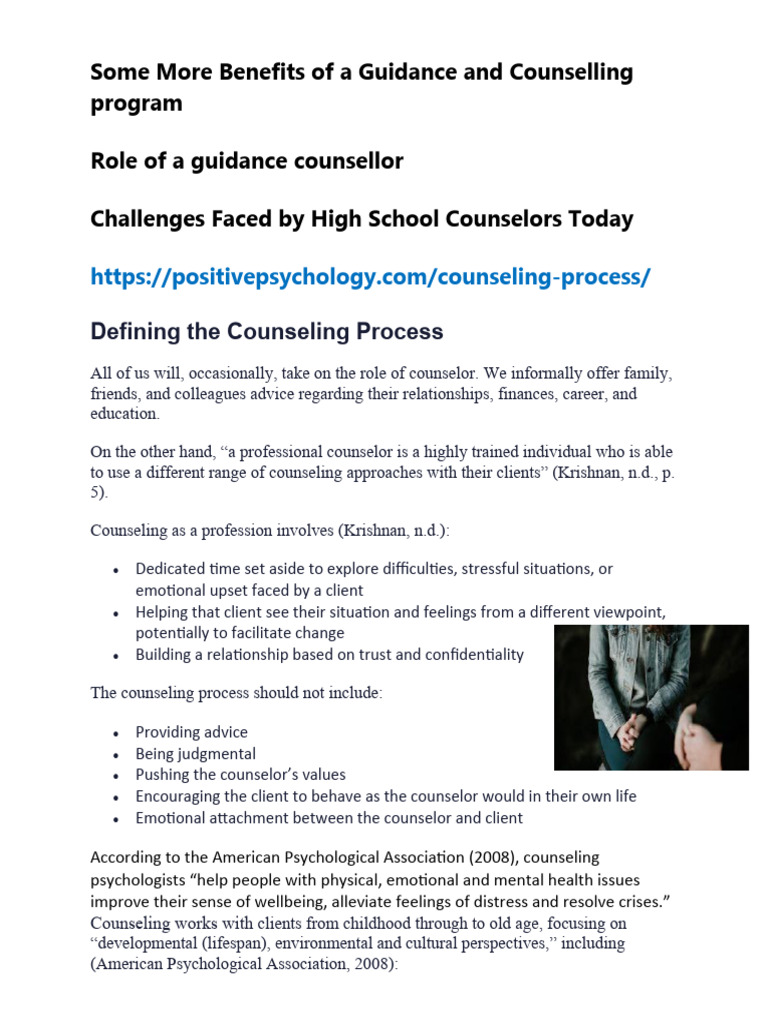 REPORT-ON-COUNSELLING | PDF | Psychotherapy | School Counselor