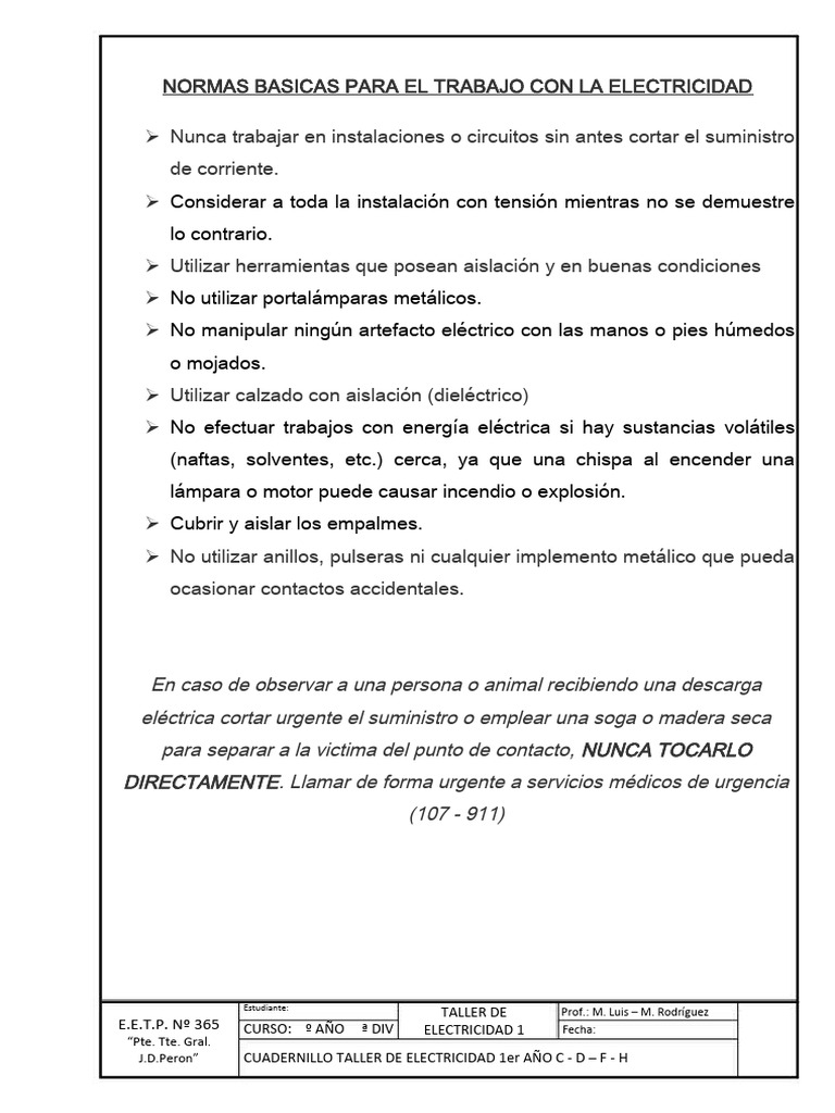 TP 1er Año Electricidad | PDF TP 1er Año Electricidad | PDF