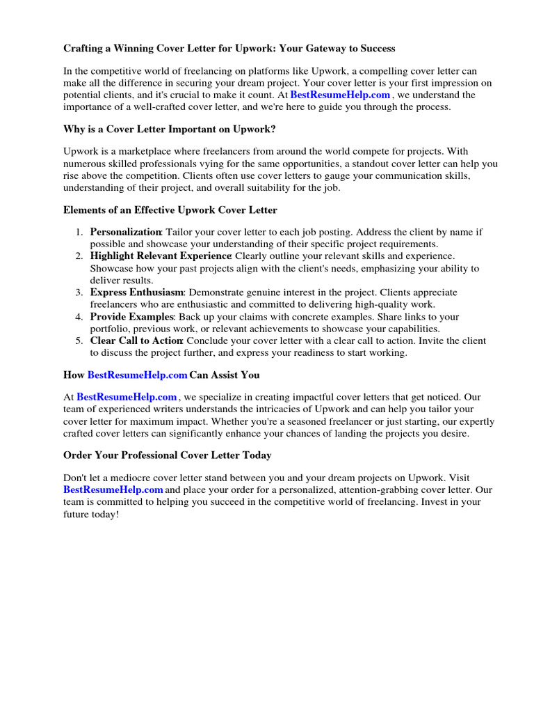 Sample Cover Letter For Upwork Proposal | PDF | Http Cookie | World ...