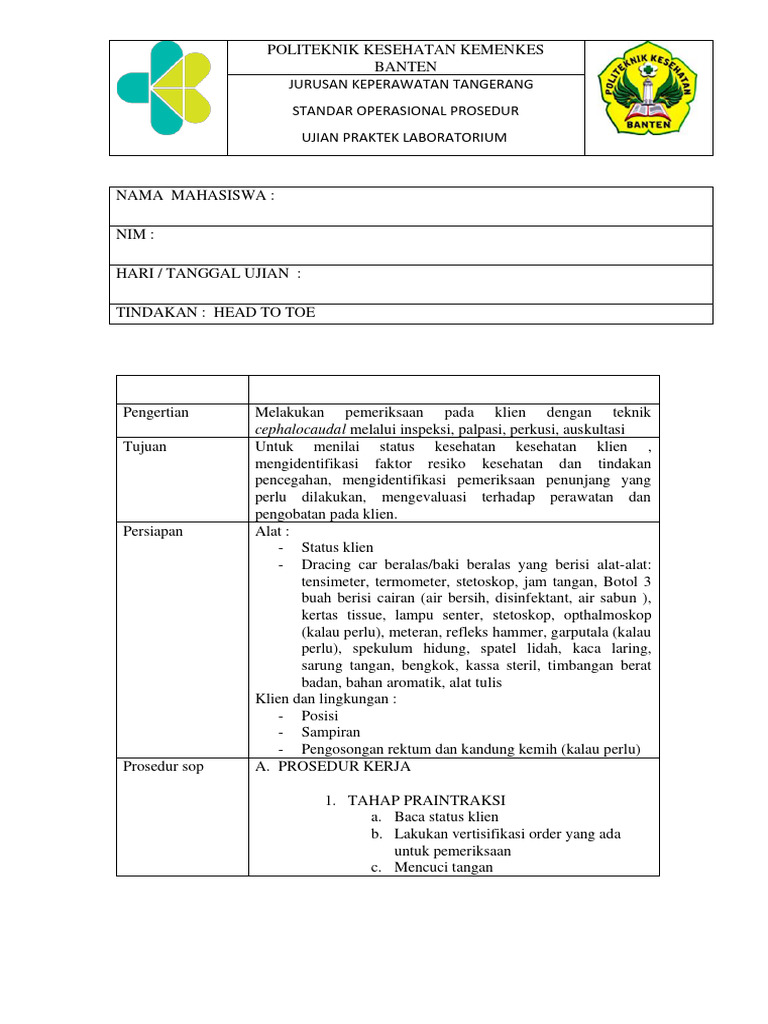 Sop Head To Toe | PDF | Sains & Matematika