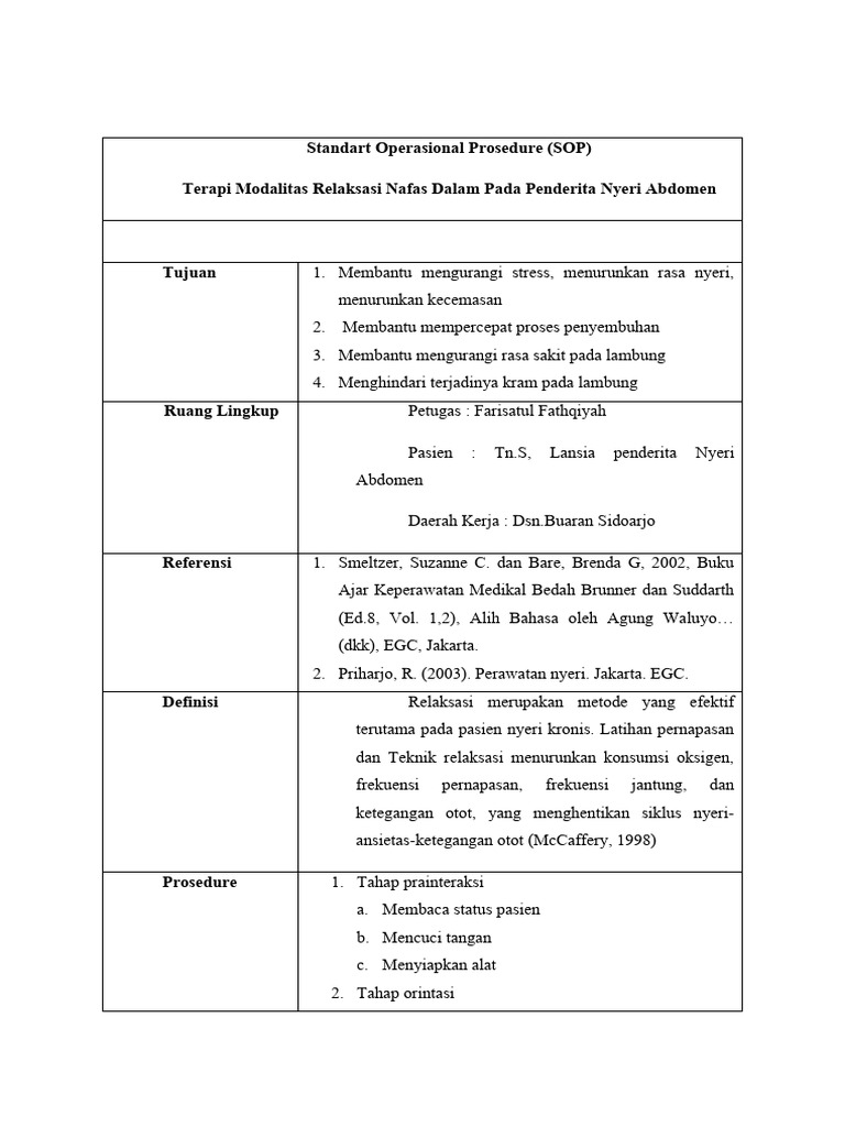 Sop Terapi Modalitas | PDF