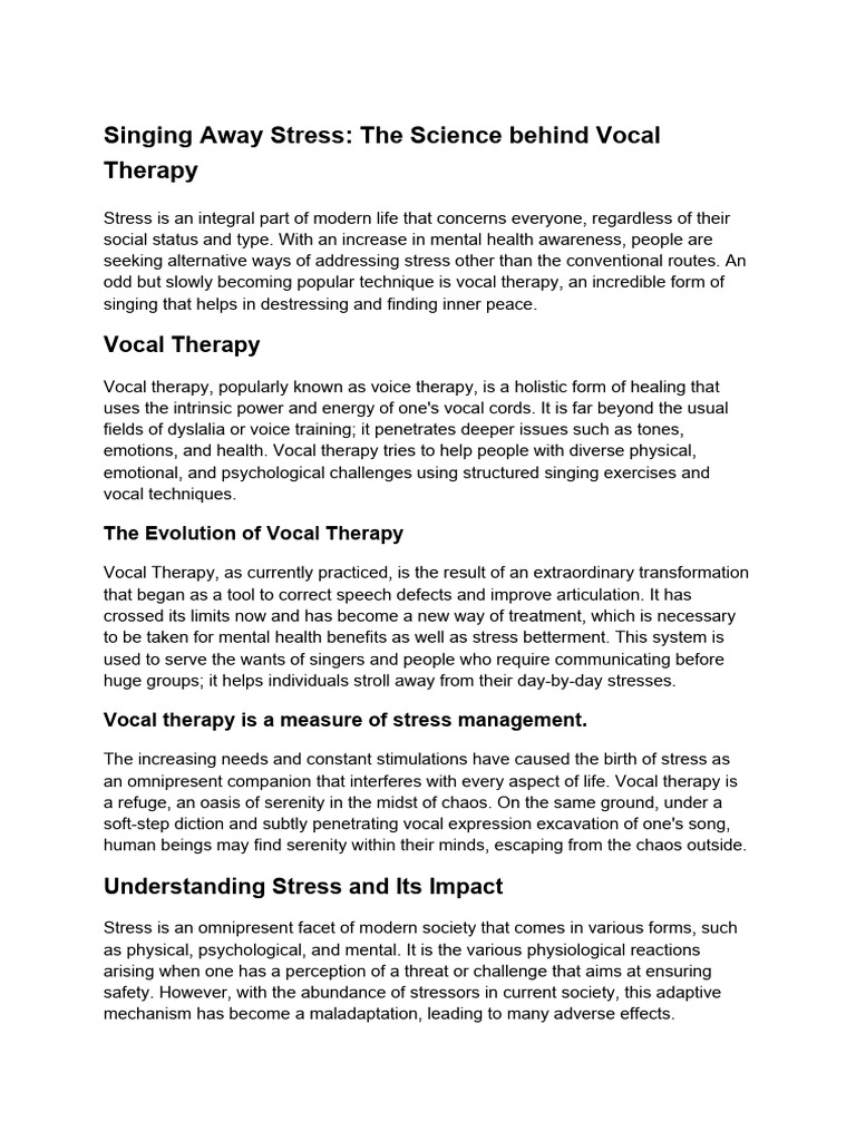 Singing Away Stress - The Science Behind Vocal Therapy (1) .Edited | PDF