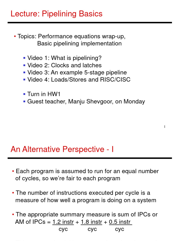 Lecture: Pipelining Basics | PDF | Central Processing Unit | Integrated Circuit