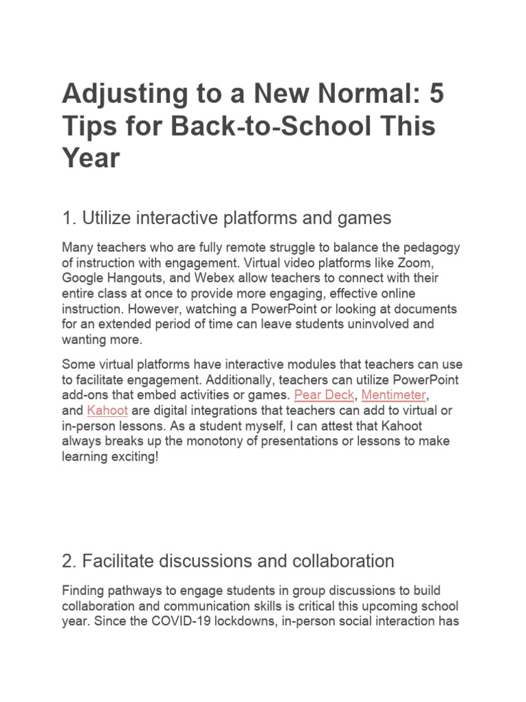 Adjusting To A New Normal | PDF | Learning | Behavioural Sciences