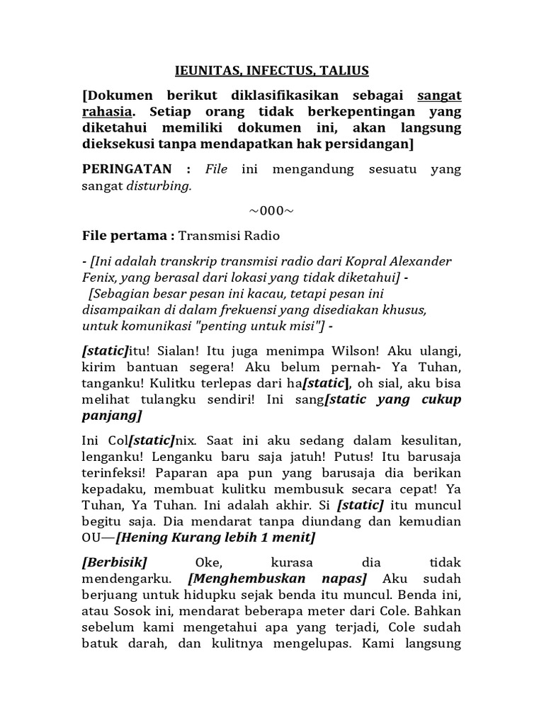 Ieunitas, Infectus, Talius (Multi Chapter) | PDF