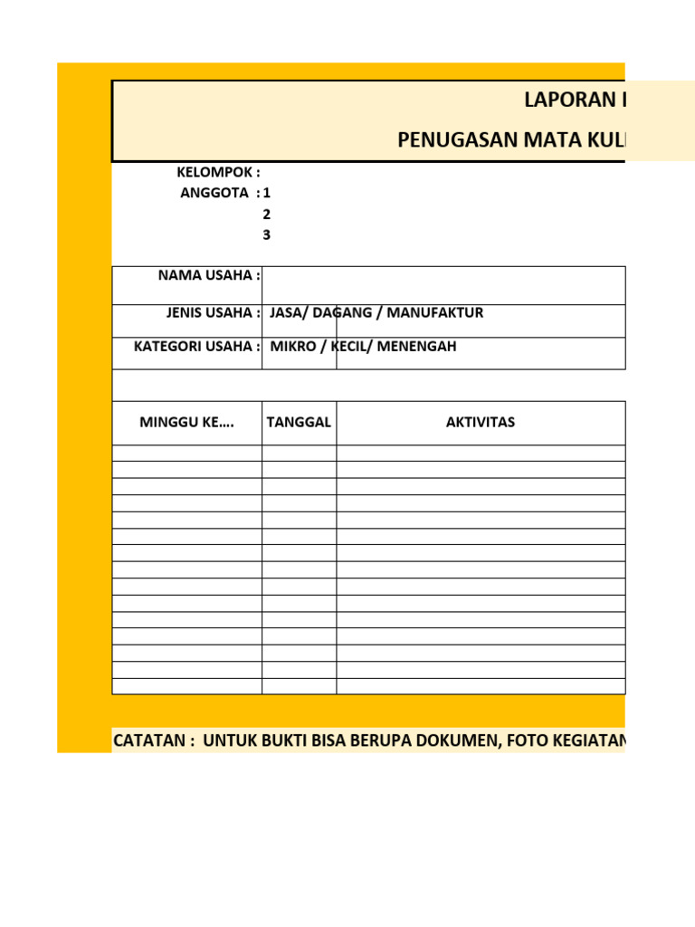 CONTOH LAPORAN PROGRES MINGGUAN | PDF