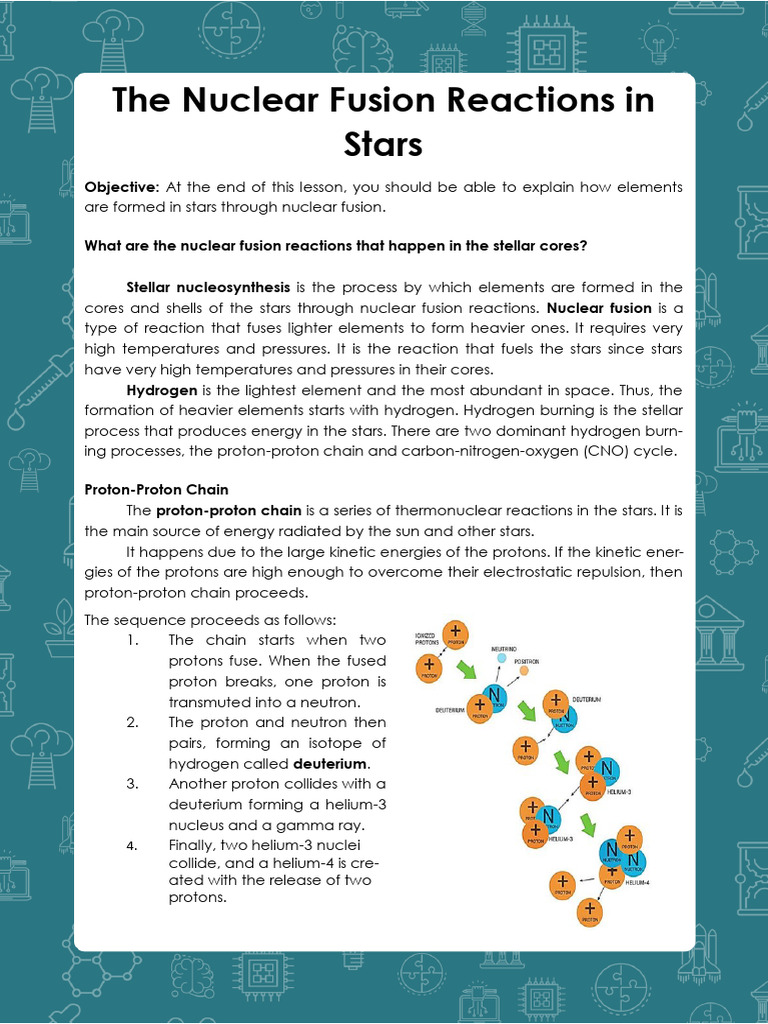 The Nuclear Fusion Reactions in Starst | PDF | Nuclear Fusion | Nuclear ...