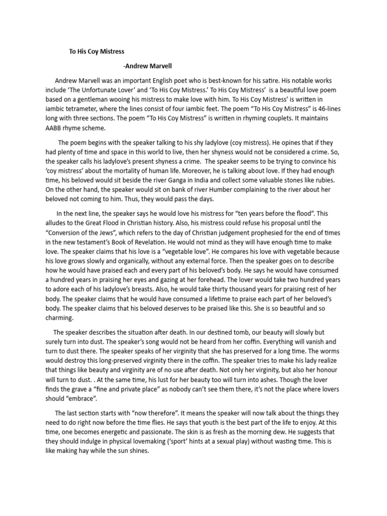 To His Coy Mistress | PDF