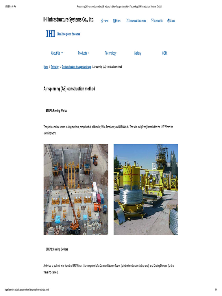 Air Spinning (AS) Construction Method - ... - IHI Infrastructure ...
