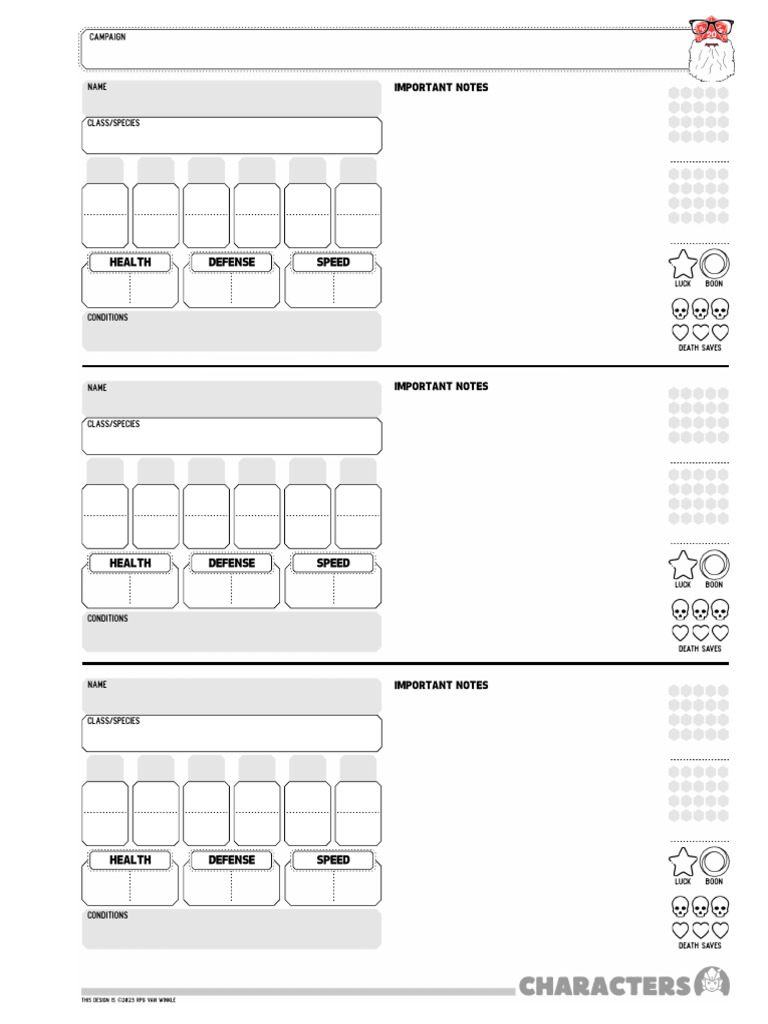 Characters Fillable | PDF