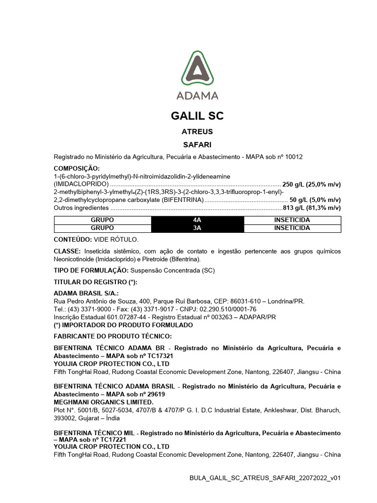 F1440745121 BULA GALIL SC 22072022 v01 | PDF | Neurônio | Inseticida