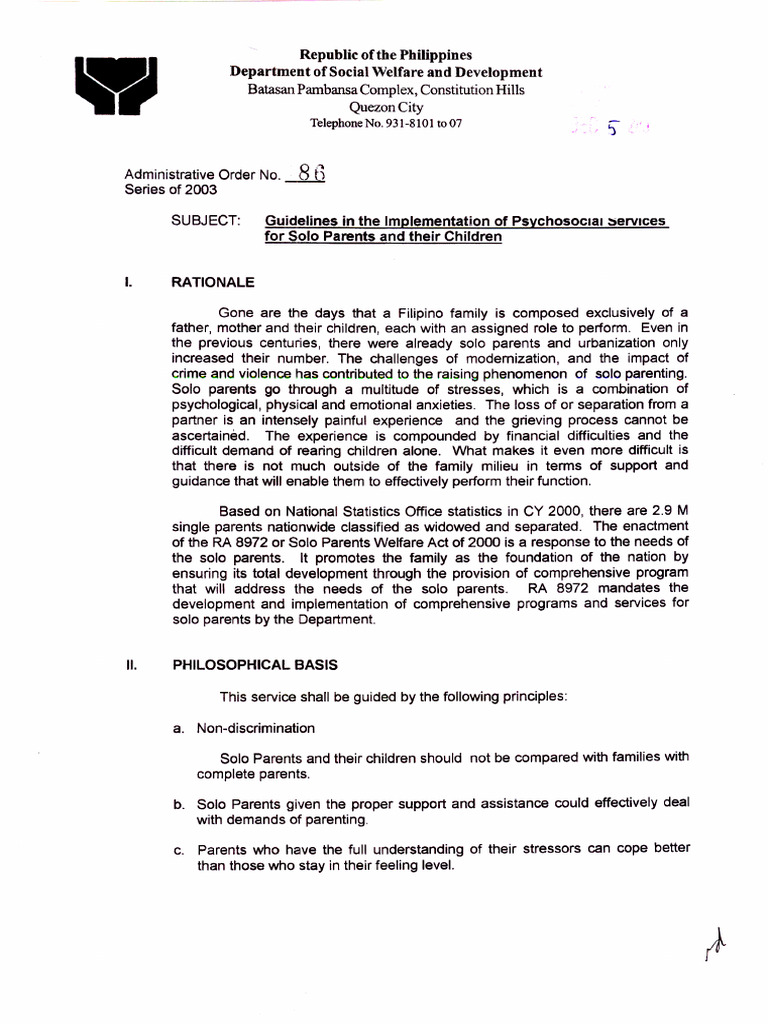 RA 8972 Solo Parents Welfare Act of 2000 | PDF