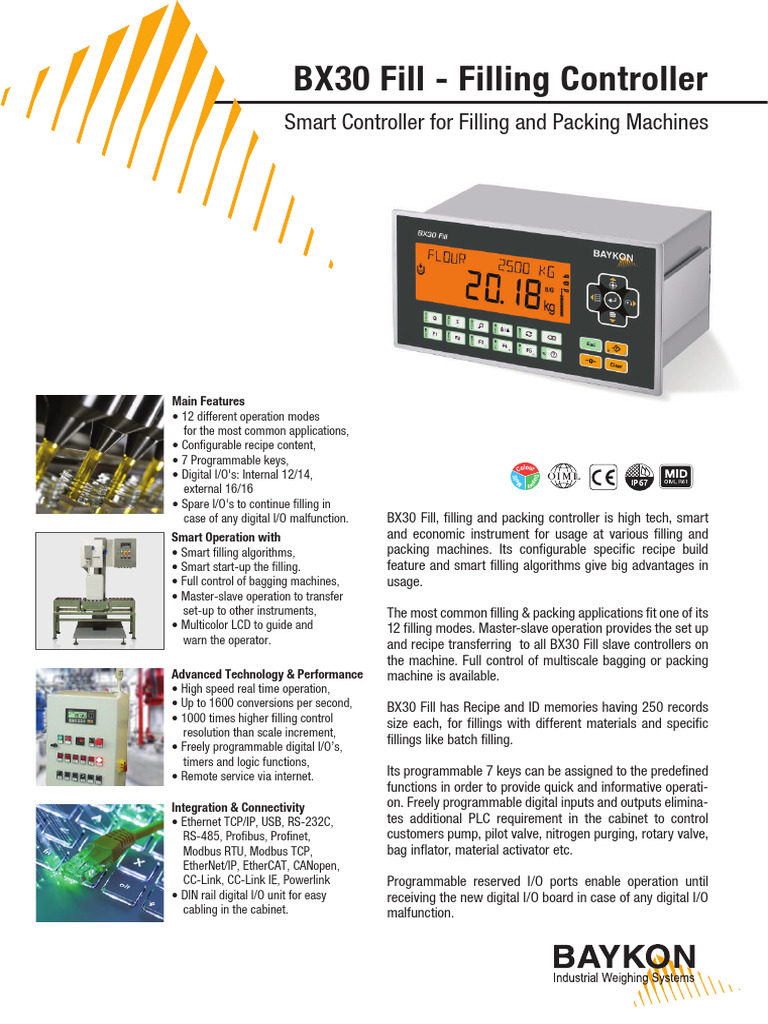 Baykon bx30 Fill Filling Controller Catalogue | PDF | Programmable ...