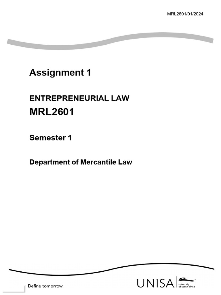 MRL2601 2024 Semester 1 Assignment 01 | PDF | Trust Law | Justice