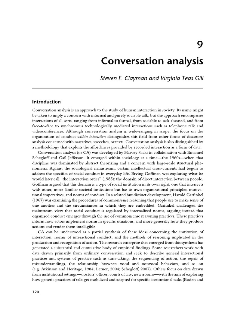 Clayman & Teas Gill - 2012 - Conversation Analysis | PDF