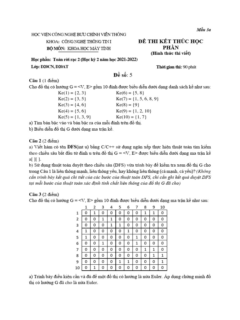 DeThiTRR2 De5 Rev | PDF