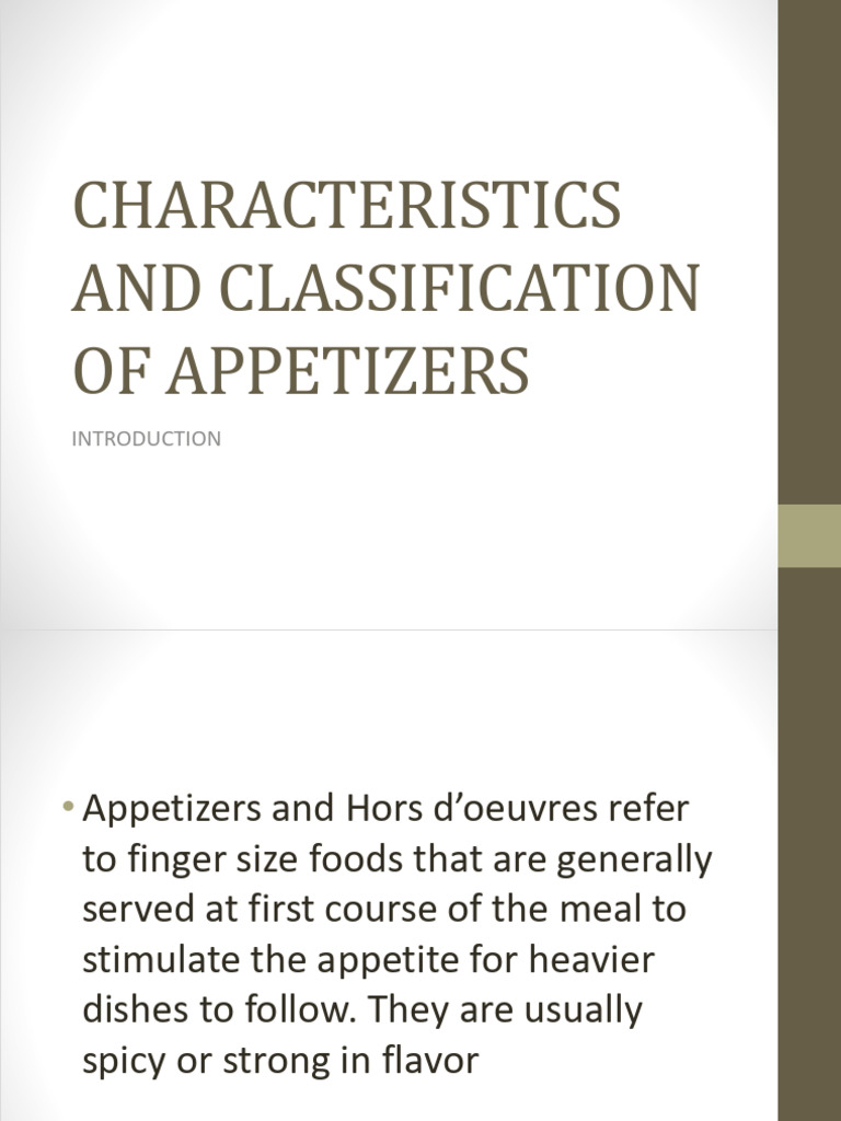 Lesson 4 Introduction of Appetizers | PDF | Hors D'oeuvre | Food ...