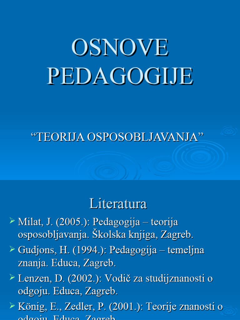 Osnove Pedagogije | PDF