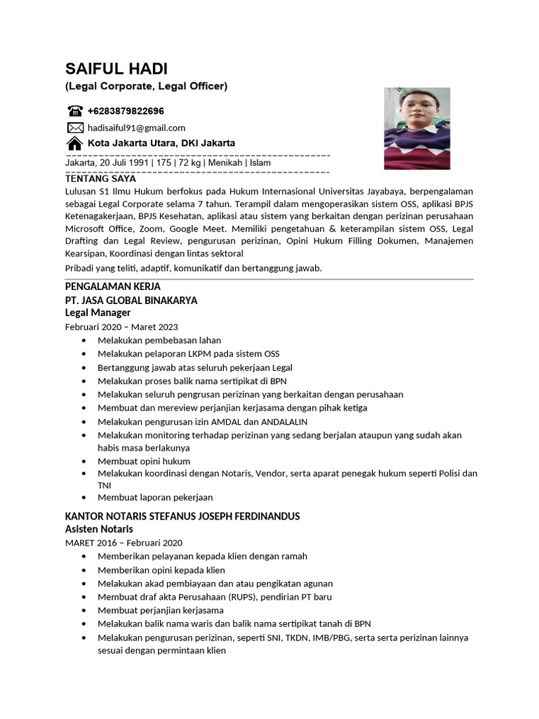 CV Saiful Hadi | PDF