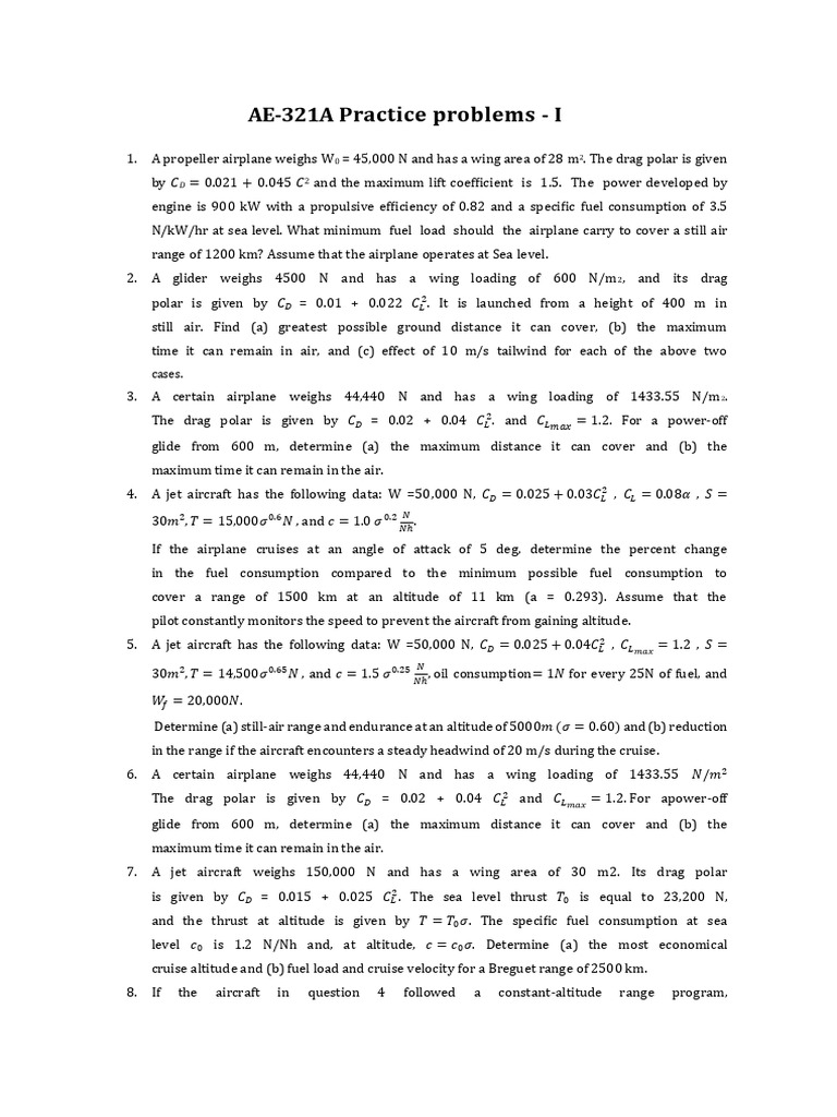 Wing Loading Analysis in AE-321A Problems | PDF | Technology & Engineering