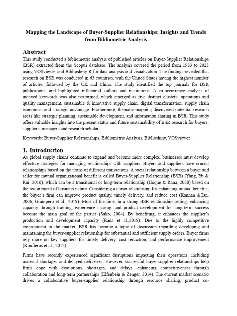 BSR Manuscript Anonymous-7.2.2024 | PDF | Supply Chain | Procurement