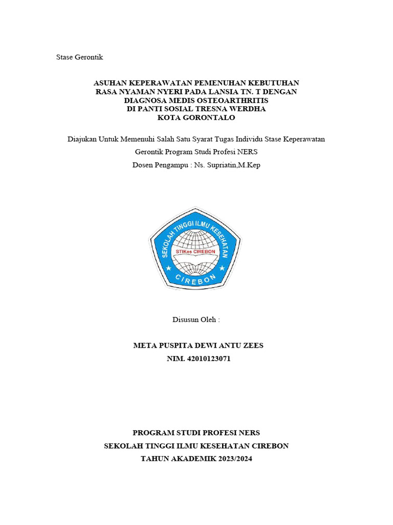 Askep Gerontik Ners 2023 | PDF