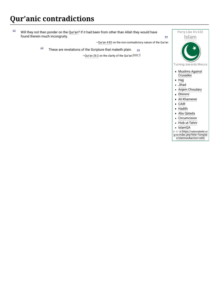 Qur'anic Contradictions - RationalWiki | PDF | God In Islam | Quran