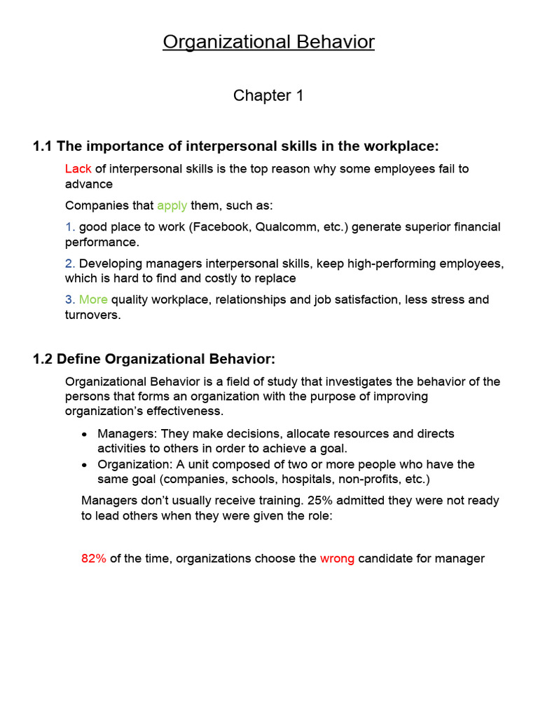 Organizational Behavior - Chapter 1 | Download Free PDF | Motivational | Motivation