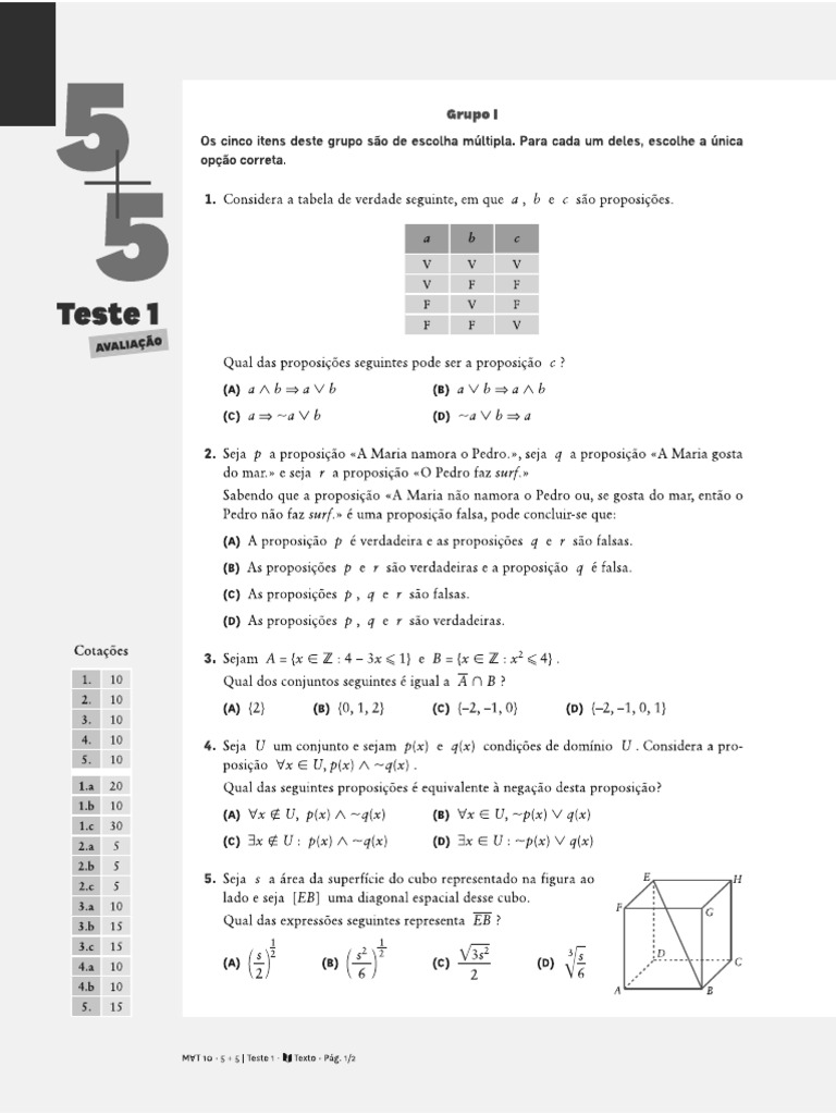 Teste 1 en | PDF