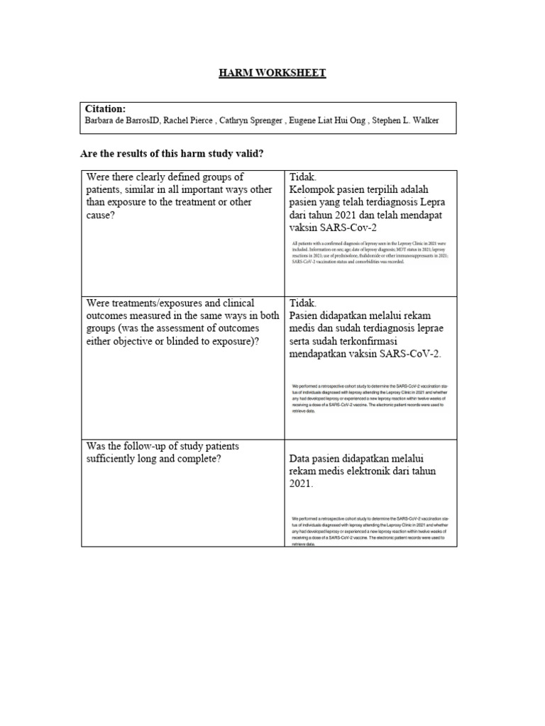 Harm-Worksheet Kelompok DV | PDF | Public Health | Epidemiology